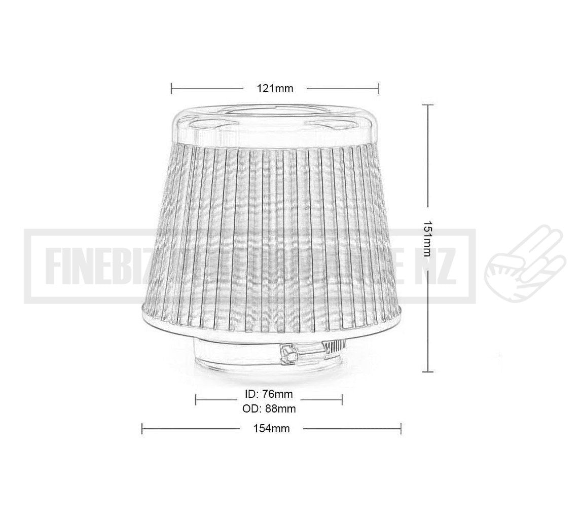 AIR POD FILTER RED - 76MM INLET 3" – Finebiz Performance