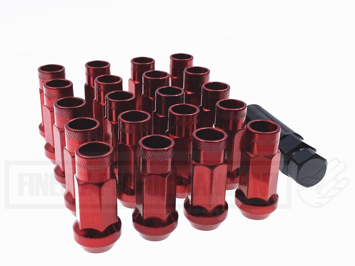 STEEL WHEEL LUG NUTS WITH KEY M12 x P1.5 RED – Finebiz Performance
